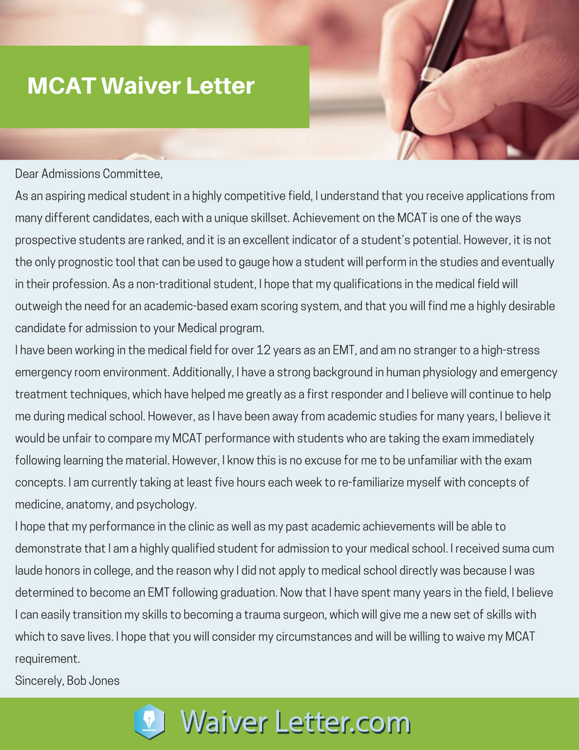 Check Our MCAT Waiver Letter Sample | MCAT Request Letter Help