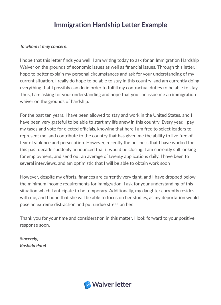 How to Write an Immigration Waiver Letter | Free Samples