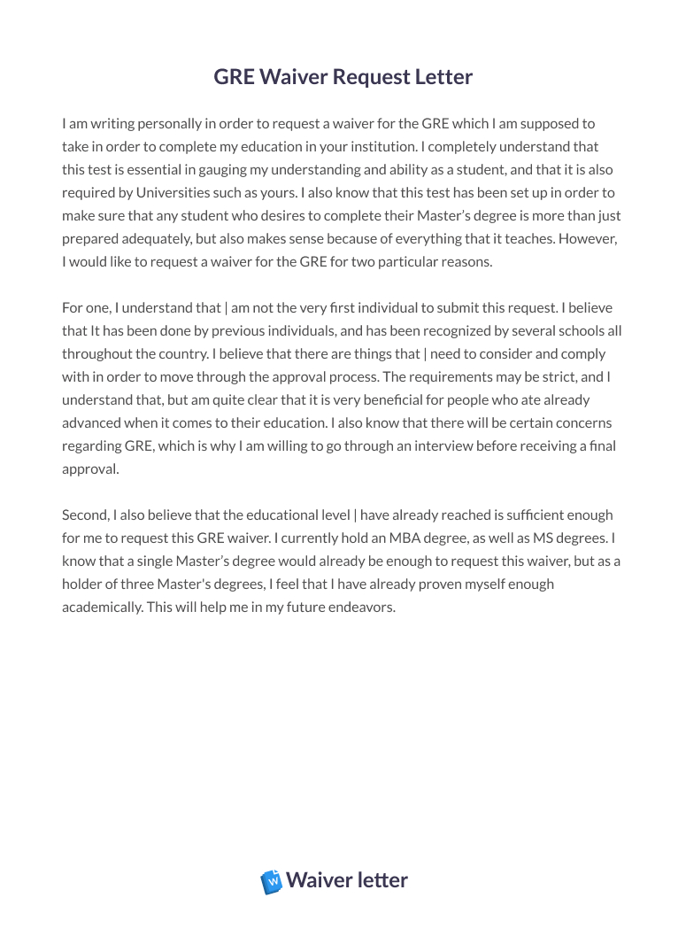 Get Effective Waiver Letter From Top Writing Experts